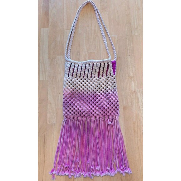 EARTHBOUND | Bags | Earthbound Pink Ombre Crochet Macrame Fringe ...
